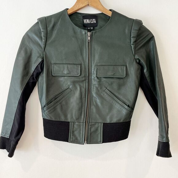 Vena Cava | Jackets & Coats | Vena Cava Dark Green Leather Bomber ...